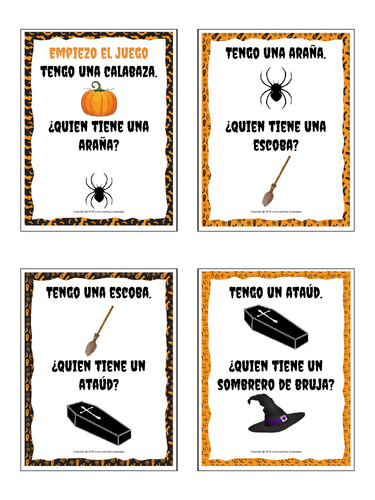 Spanish Halloween Game - Tengo, ¿Quién tiene...? - I have, who has ...