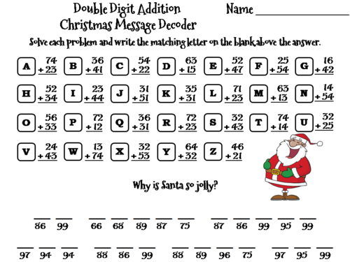 Double Digit Addition Without Regrouping Christmas Math Activity ...