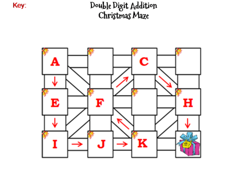 Double Digit Addition Without Regrouping Christmas Math Maze | Teaching ...