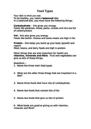 Food types | Teaching Resources