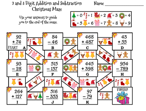 2 and 3 Digit Addition and Subtraction With Regrouping Christmas Math ...
