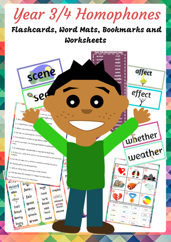 Year 3/4 Homophones Flashcards, Wordmat, Bookmarks & Worksheets ...
