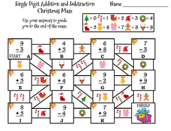 Single Digit Addition and Subtraction Christmas Math Maze | Teaching ...