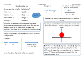 AQA Physics 2016 - resultant forces | Teaching Resources