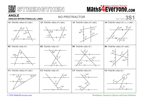Angles in Parallel Lines (Worksheets with Answers) | Teaching Resources Angles in Parallel Lines (Worksheets with Answers) | Teaching Resources