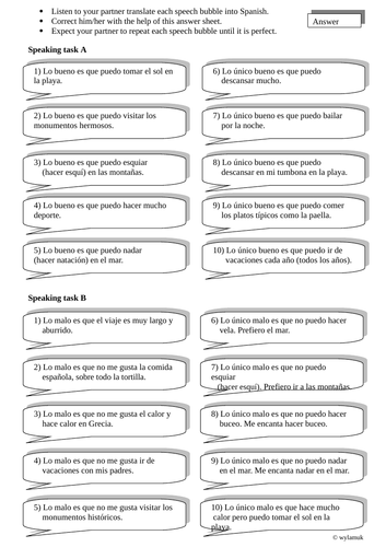 GCSE Spanish - What you normally do on holiday (the present tense ...