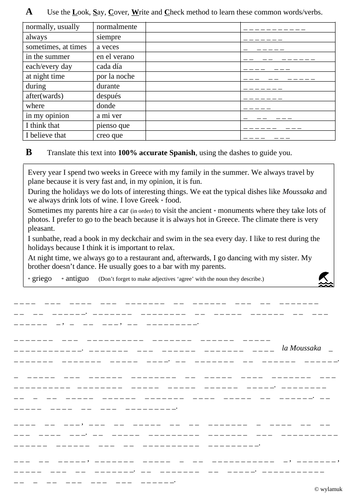 GCSE Spanish - What you normally do on holiday (the present tense ...