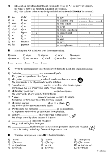 GCSE Spanish - What you normally do on holiday (the present tense ...