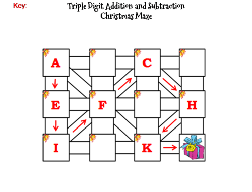 Triple Digit Addition and Subtraction Christmas Math Maze | Teaching ...