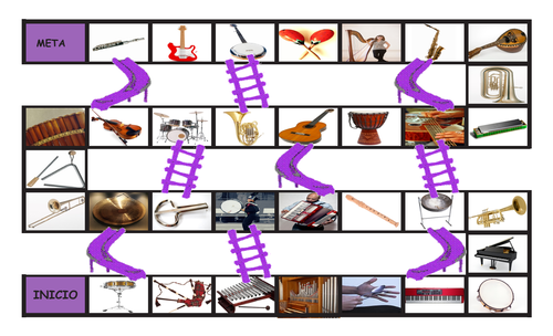 Musical Instruments Spanish Legal Size Photo Chutes and Ladders Game ...