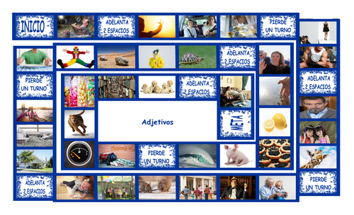 Adjectives Spanish Legal Size Photo Board Game | Teaching Resources