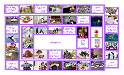 Adverbs Spanish Legal Size Photo Board Game | Teaching Resources