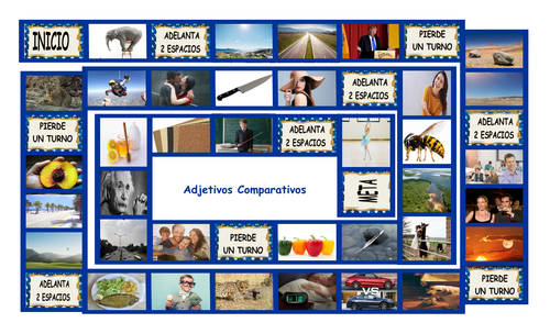 Comparative Adjectives Spanish Legal Size Photo Board Game | Teaching ...
