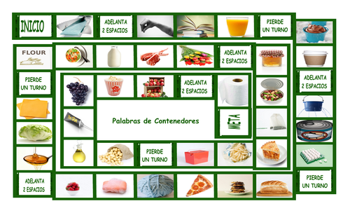 Container Words Spanish Legal Size Photo Board Game | Teaching Resources