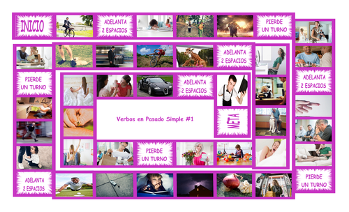 Past Simple Tense Verbs #1 Spanish Legal Size Photo Board Game ...