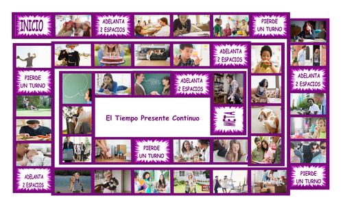 Present Continuous Tense Spanish Legal Size Photo Board Game | Teaching ...