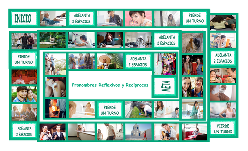 Reflexive and Reciprocal Spanish Pronouns Legal Size Photo Board Game ...