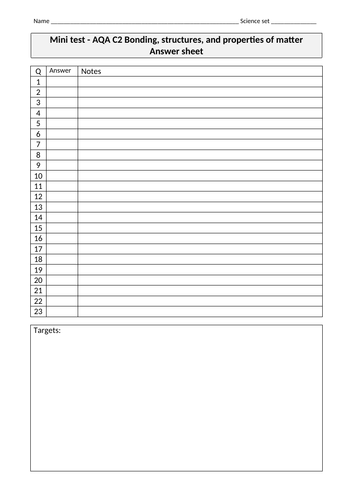 2018 AQA GCSE Chemistry / Trilogy Science - C2 Bonding, structure, and ...