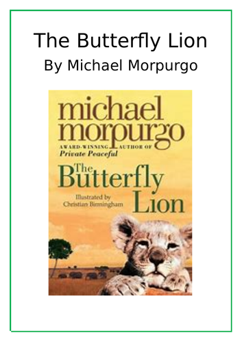 Butterfly Lion by Michael Morpurgo Worksheets | Teaching Resources
