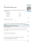 The Lion, The Witch and The Wardrobe Reading Comprehension Questions ...