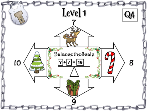 Missing Addends Addition and Subtraction Activity: Christmas Escape ...