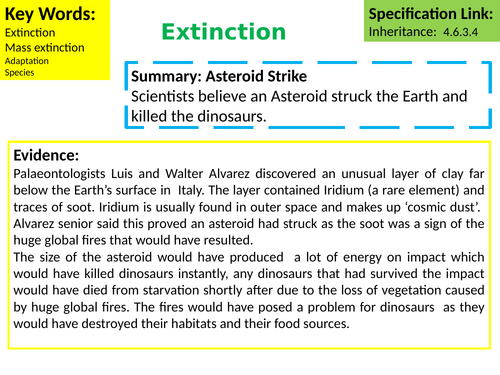 AQA GCSE Biology (Science) Extinction Lesson | Teaching Resources