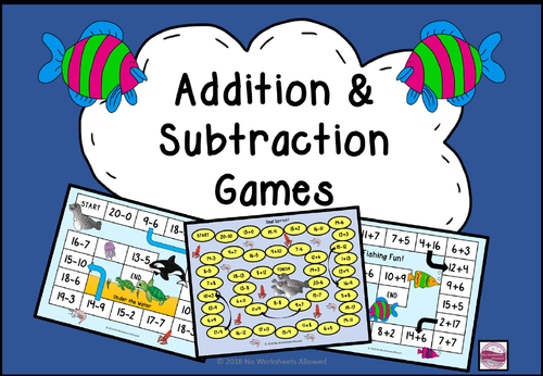 Under the Sea Themed Addition Games and Subtraction Games Within 20 ...