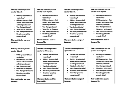Oracy Support Cards | Teaching Resources
