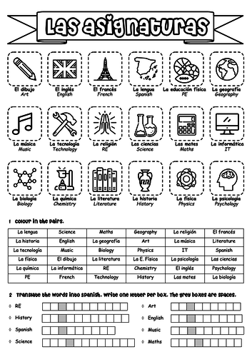 Spanish KS3 - Las asignaturas - booklet of activities | Teaching Resources