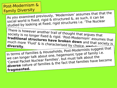 Family Diversity - Post-Structuralism / Post-Modernism | Teaching Resources