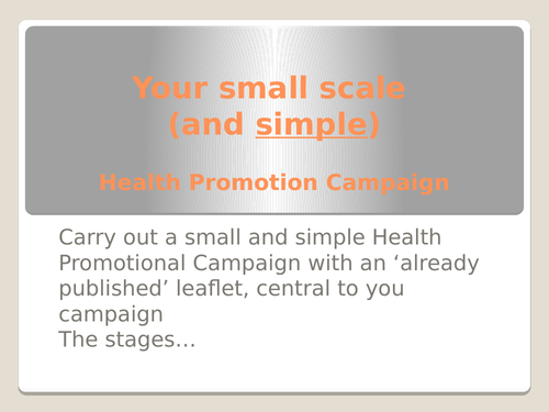 Health Promotion Campaign; How to write objectives and evaluate the ...