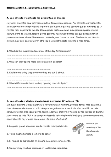 AQA GCSE Spanish - Unit 4 - Customs & Festivals | Teaching Resources AQA GCSE Spanish - Unit 4 - Customs & Festivals | Teaching Resources