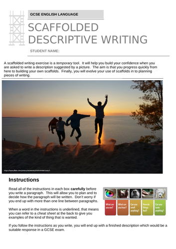 GCSE English Language 9-1 Scaffolded Descriptive Writing - Whole Text ...