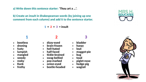Shakespeare Insult Grid | Teaching Resources