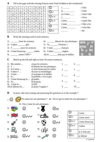 Studio 1, Module 2, Mes matières, pp. 28, 29 | Teaching Resources