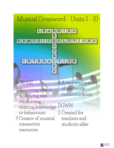 Musical Crosswords Units 1 - 10+ Christmas and Dynamics | Teaching ...