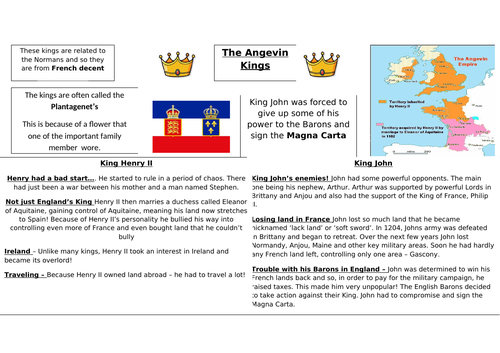 The Angevin kings knowledge organiser - AQA History GCSE Migration ...