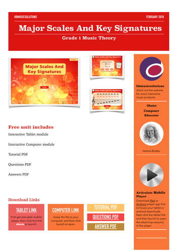 Major Scales And Key Signature Music KS2/KS3 Sample Module from Grade 1 ...