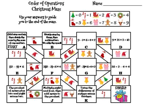 Order of Operations Activity: Christmas Math Maze | Teaching Resources