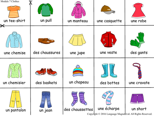 French Clothes Bingo Game | Teaching Resources