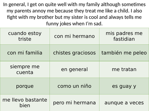 KS4 Spanish: Las relaciones familiares (¿Te llevas bien con ...