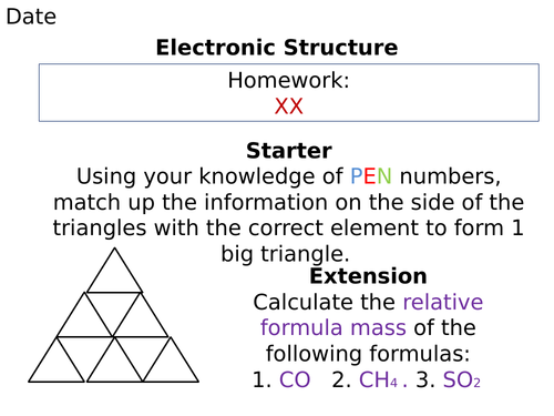Chemistry - PEN numbers tarsia lesson starter | Teaching Resources