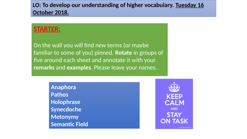 Higher Level Vocabulary lesson- interactive KS3 | Teaching Resources