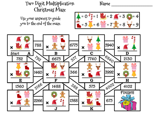 Two Digit Multiplication Activity: Christmas Math Maze | Teaching Resources
