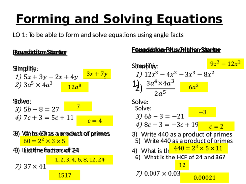 Forming and Solving Equations | Teaching Resources Forming and Solving Equations | Teaching Resources