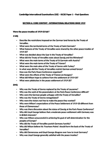 CIE iGCSE Paper 1 Questions inc. June 2018 | Teaching Resources