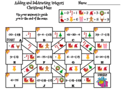 Adding and Subtracting Integers Activity: Christmas Math Maze ...