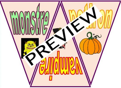 Halloween Bunting French 42 Flags | Teaching Resources