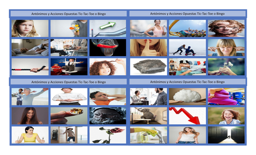 Antonyms Spanish Legal Size Photo Tic-Tac-Toe-Bingo Game | Teaching ...