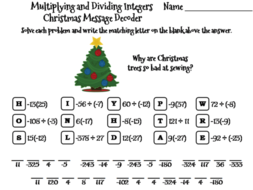 Multiplying and Dividing Integers Christmas Math Activity: Message ...